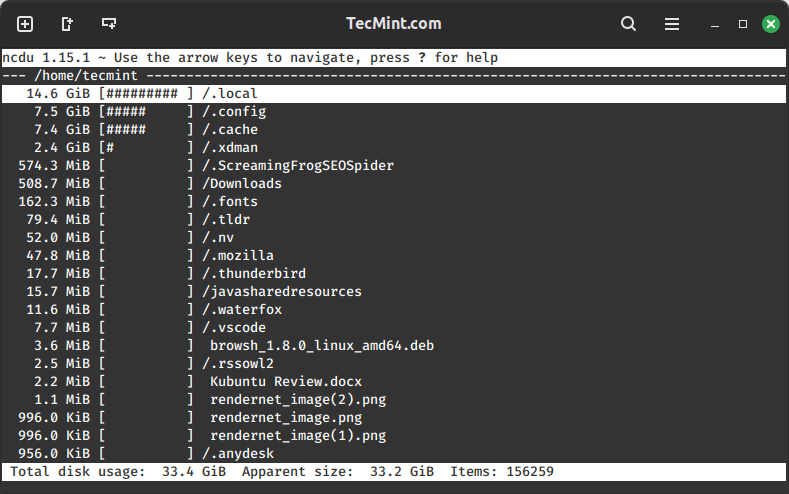 Ncdu 适用于 Linux 的强大的基于 Ncurses 的磁盘使用分析器