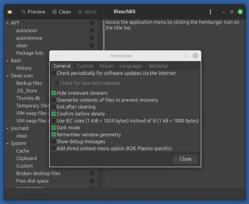 BLEACHBIT - 免费的磁盘空间清洁器和Linux的隐私保护 - Cdgzu.com