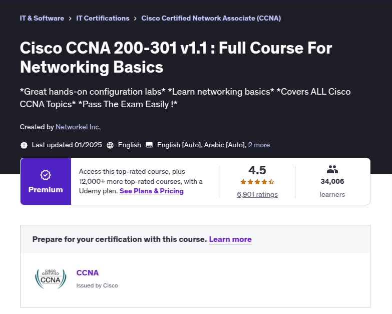 5个最佳Cisco认证网络课程2025