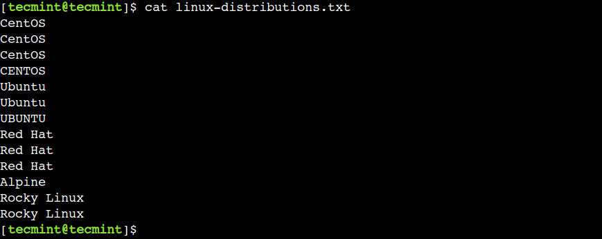 8个uniq命令示例 删除linux中的重复线
