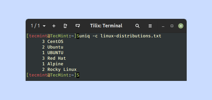 8个uniq命令示例 删除linux中的重复线