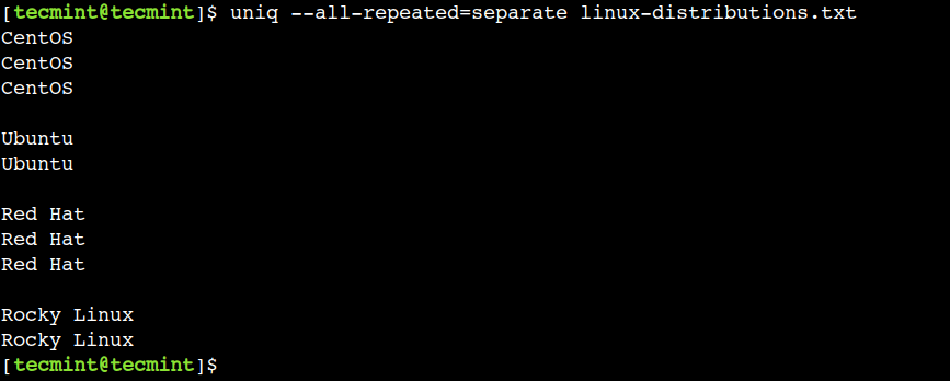8个Uniq命令示例【Linux中删除重复行】 - Cdgzu.com