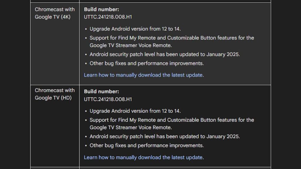 已经半年了！ Chromecast 与 Google TV“UTTC.241218.008.H1”固件版本说明发布 - Cdgzu.com