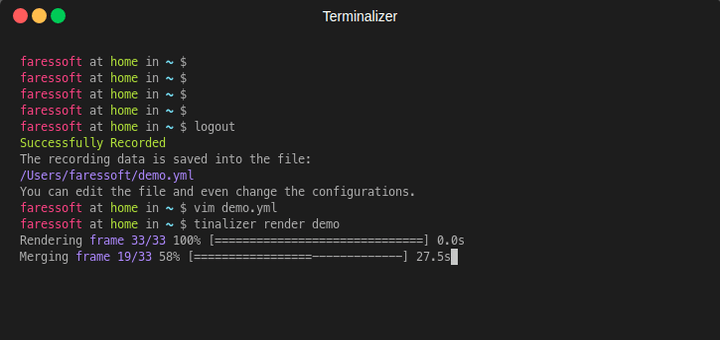 Terminalizer – 記錄您的 Linux 終端並產生動畫 GIF